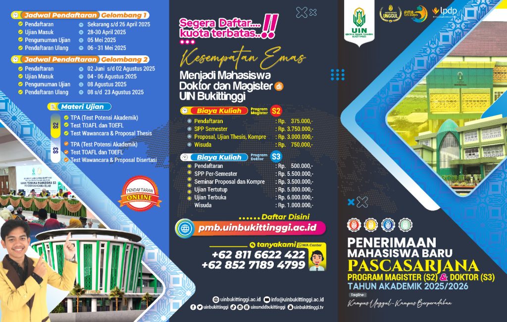 Brosur Penerimaan Mahasiswa Baru Pascasarjana (S2) & Doktoral (S3) UIN Bukittinggi Tahun 2025 ...