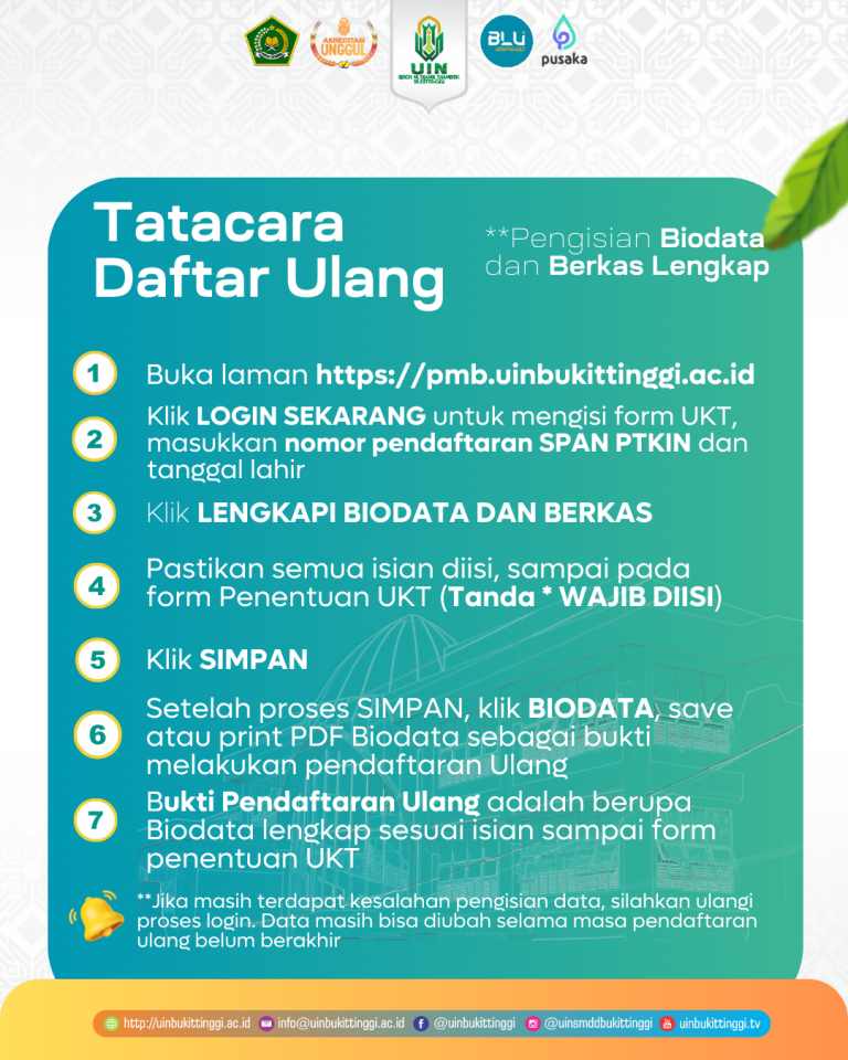Daftar Ulang Jalur SPAN PTKIN Tahun 2025 UIN Bukittinggi, Jadwal dan Dokumen Daftar Ulang - UIN ...
